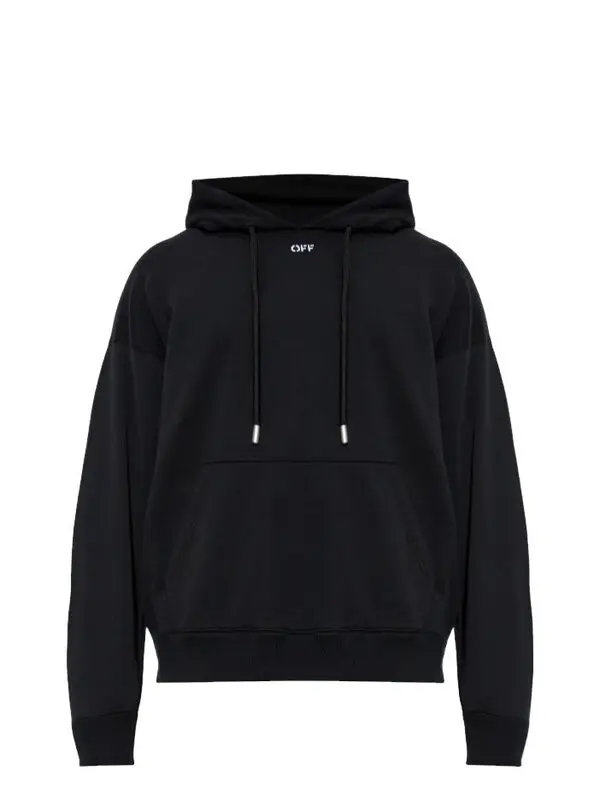 Off-White Long Sleeve Hooded Sweatshirt - Black