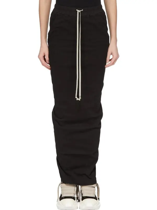 Rick Owens Midi Skirt With Drawstring - Black