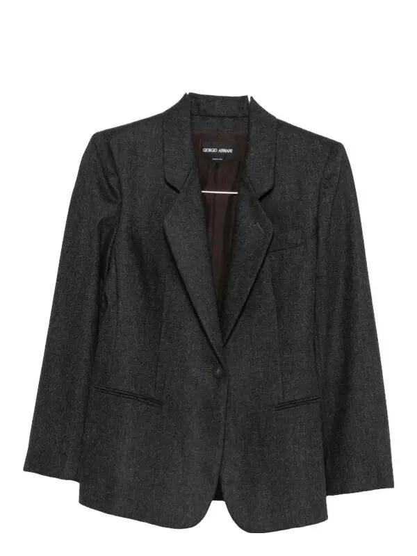 Giorgio Armani Long-sleeve Collared Blazer - Black