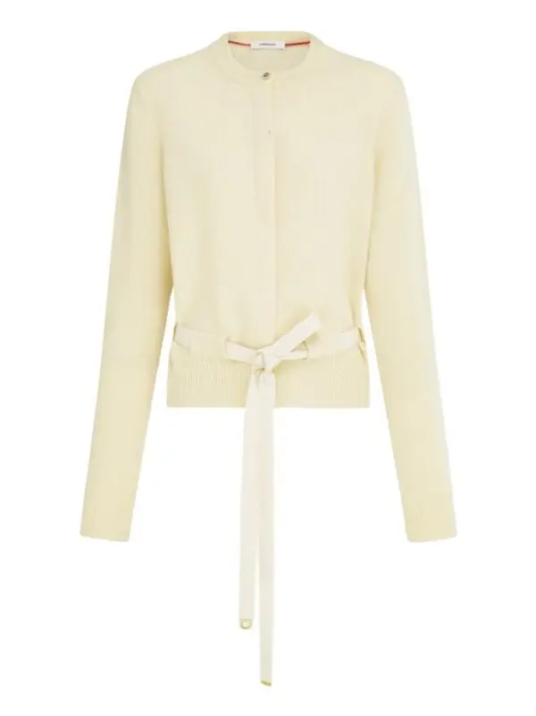 FERRAGAMO Cardigan With Grosgrain Belt - Chamomile
