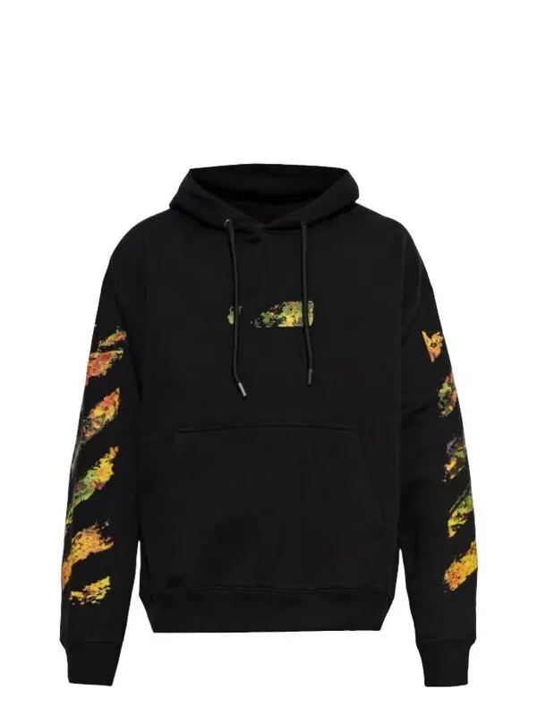Off-White Long-sleeve Hooded Sweatshirt - Black