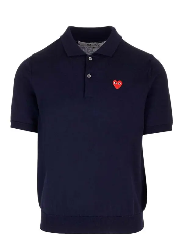 Comme Des Garçons Heart Patch Polo Shirt - Black