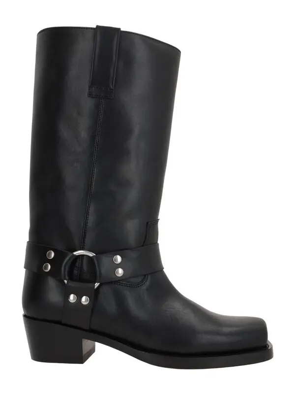 Paris Texas Square Toe Studded Ankle Boots - Black