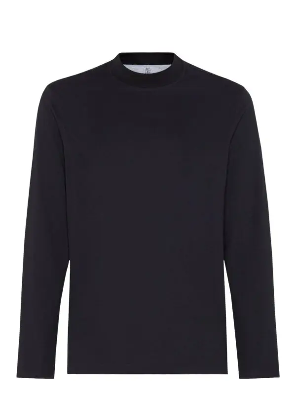 Brunello Cucinelli Mock-neck Cotton T-shirt - Black