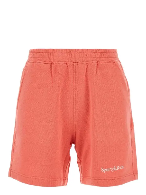 SPORTY  RICH Sporty Rich Logo-embroidered Elasticated Waistband Shorts - Red