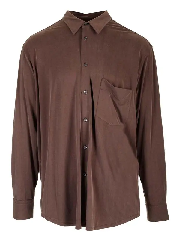 MAGLIANO Braid-detailed Long-sleeved Shirt - Brown