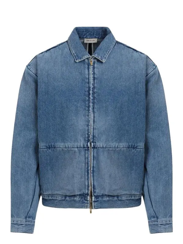 Fear Of God Drop Shoulder Zipped Denim Jacket - Blue