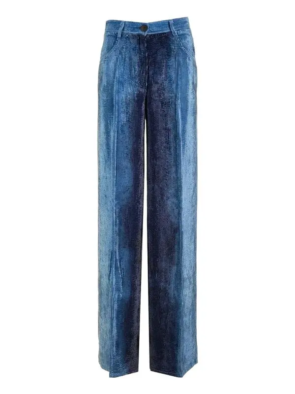 FORTE_FORTE Degradé Denim Velvet Wide-leg Pants - Blue
