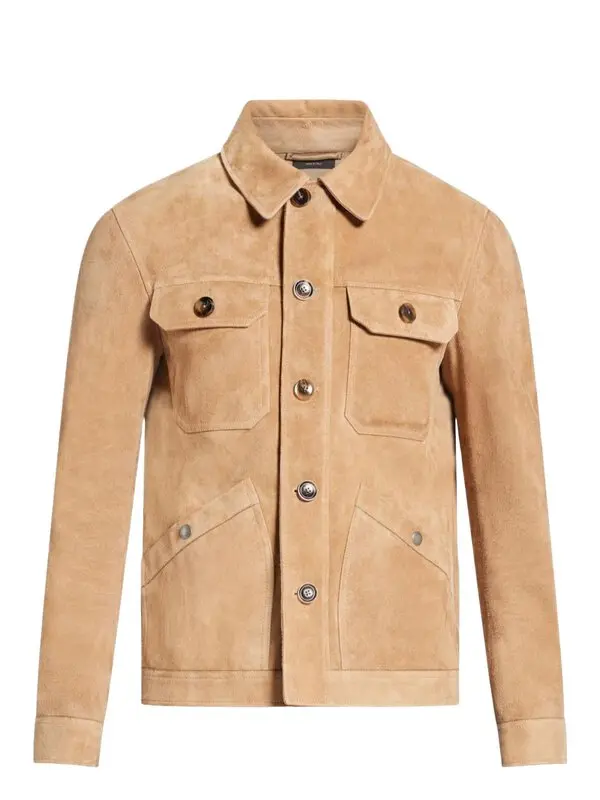 TOM FORD Classic-collar Suede Jacket - Camel Brown