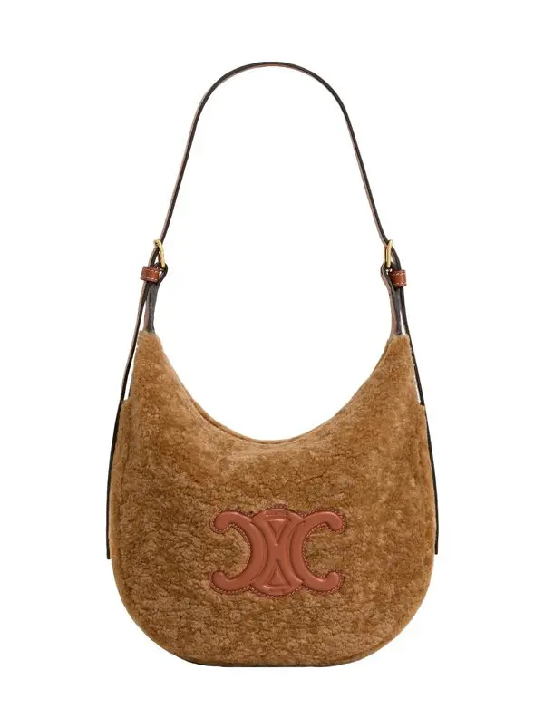 Celine Small Heloïse Bag In Shearling And Calfskin - Brown