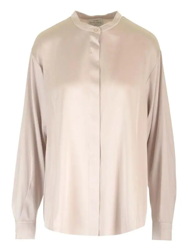 FORTE_FORTE Curved Hem Satin Shirt - Rose
