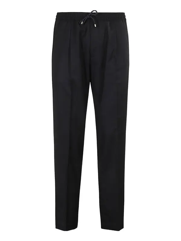 BRIGLIA 1949 Elastic Waistband Drawstring Casual Pants - Black