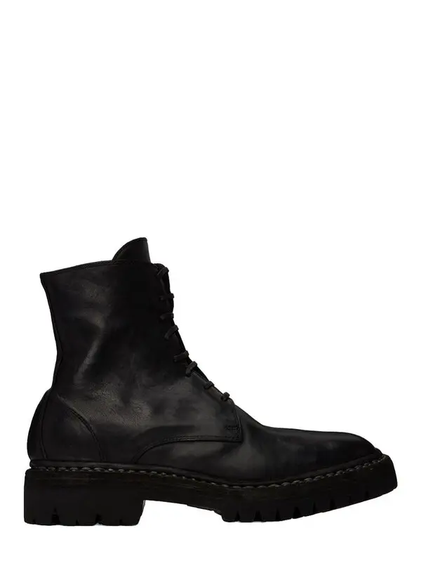 Guidi Lace-up Leather Ankle Boots - Black