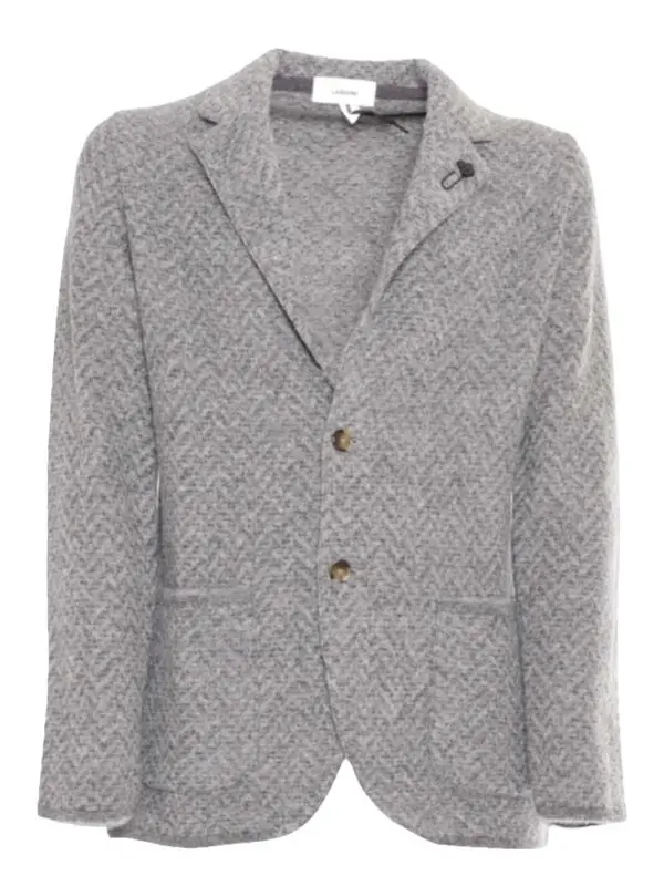 LARDINI Brooch-detailed Tailored Blazer - Gray