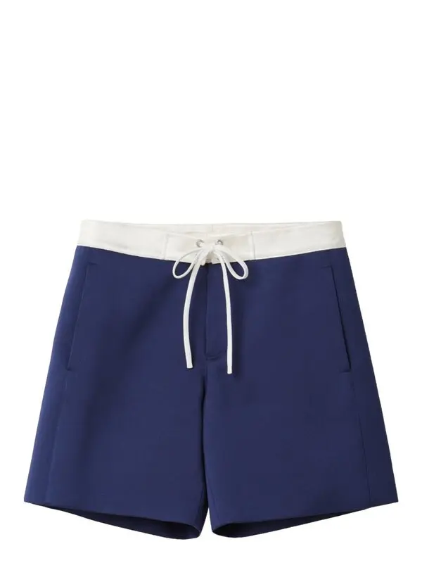 Miu Miu Satin Shorts With Contrast Waistband - Blue