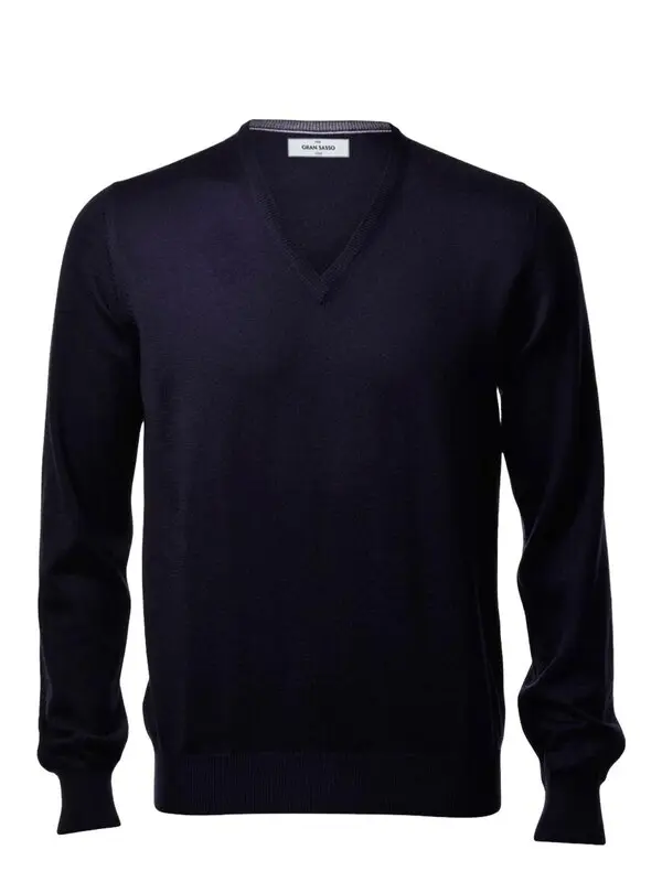 GRAN SASSO V-neck Knitted Pullover - Black