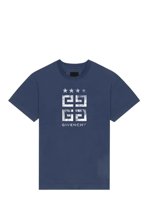 Givenchy Faded 4g Logo Printed Crewneck T-shirt - Blue