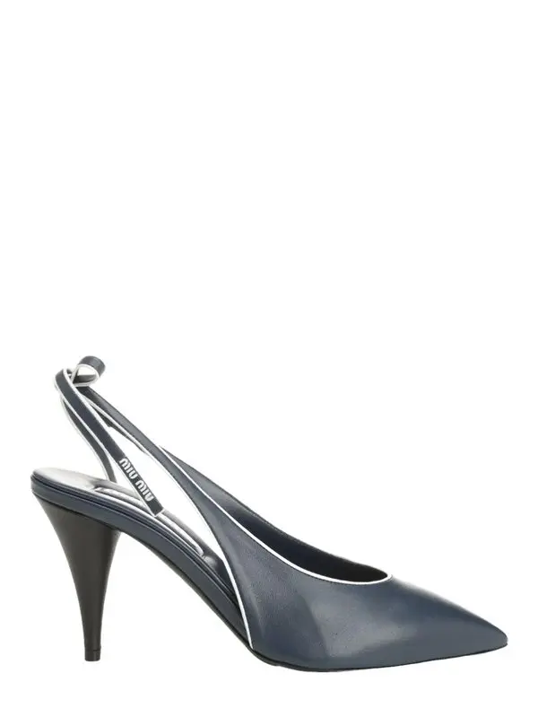 Miu Miu Bow-detailed Pointed-toe Slingback Pumps - Gray