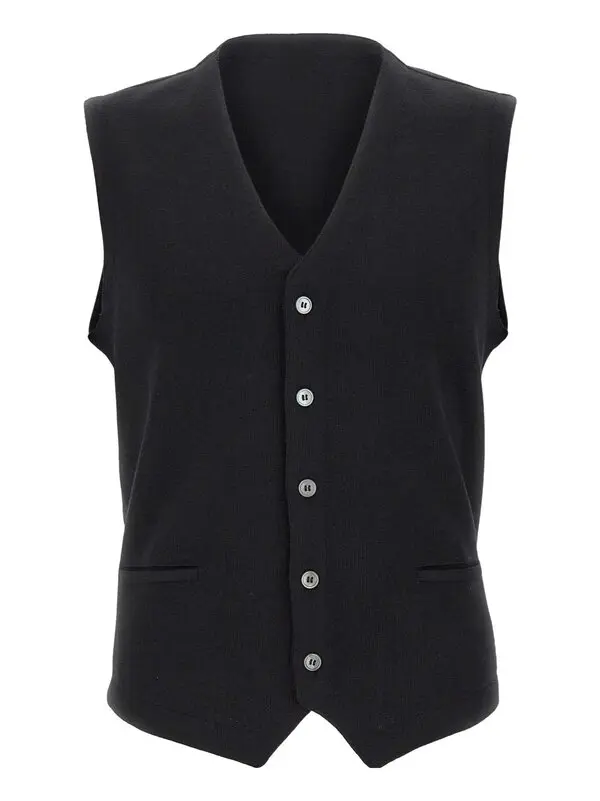 GRAN SASSO Button-up V-neck Vest - Black