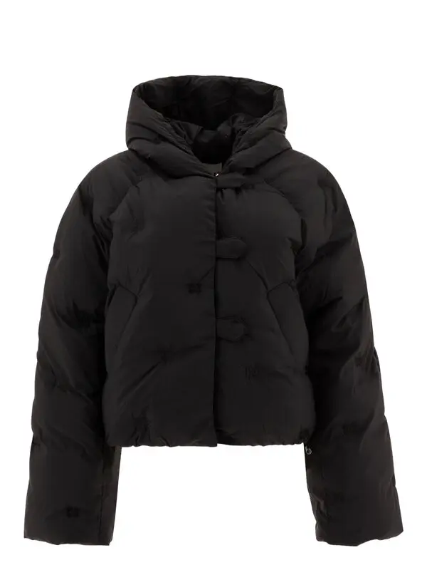 GANNI Short Hooded Tech Puffer Jacket - Black