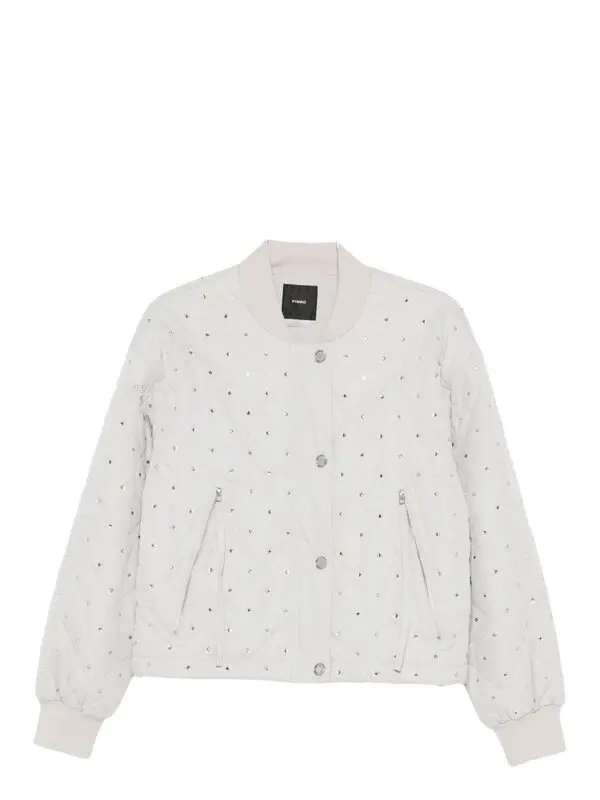 Pinko Embellished Quilted Bomber Jacket - White