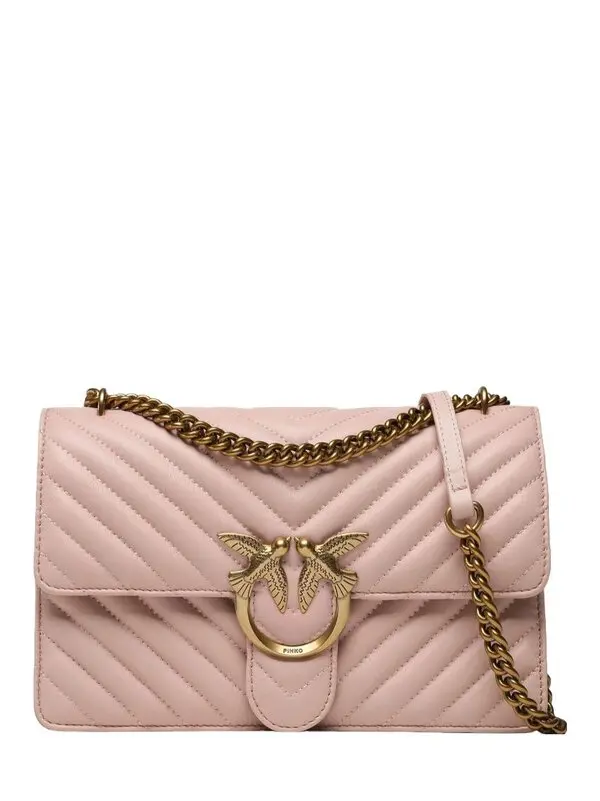 Pinko Classic Love One Chevron Crossbody Bag - Nude