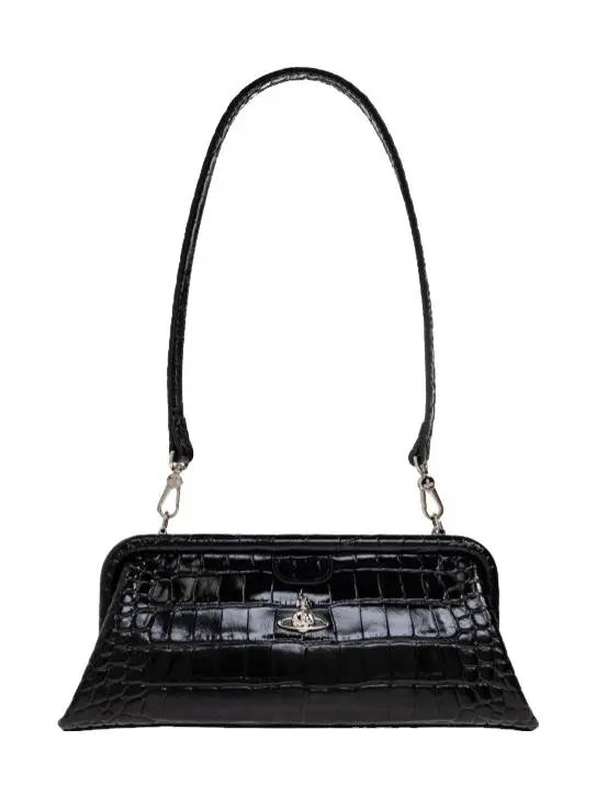 VIVIENNE WESTWOOD Orb Plaque Embossed Shoulder Bag - Black