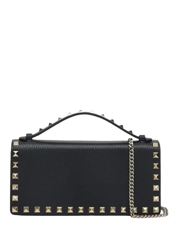 Valentino Garavani Logo Shoulder Bag With Studs - Black
