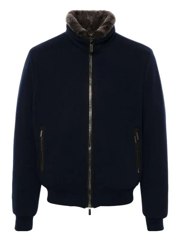 MOORER Long Sleeve Down Jacket With Fleece Collar - Black