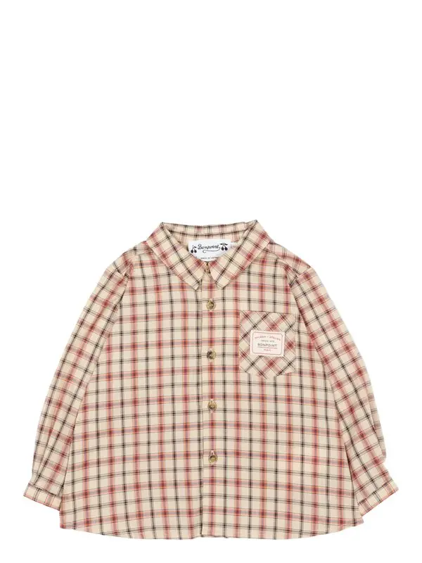 Bonpoint Check-pattern Long-sleeve Shirt - Nude