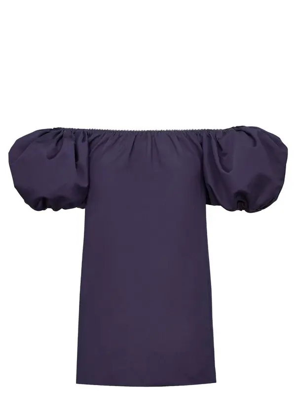 Saint Laurent Puff Sleeve Mini Dress - Night Blue