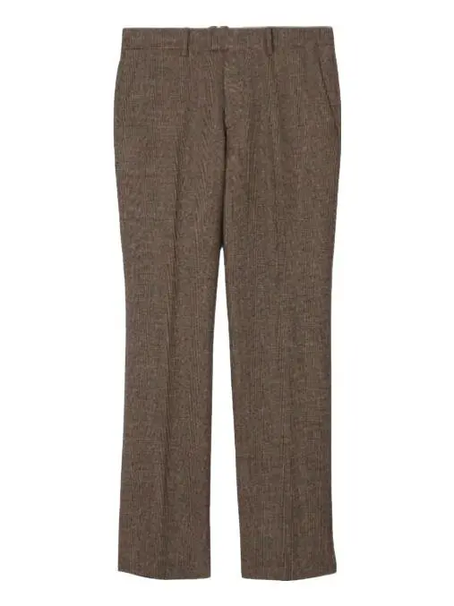 Burberry Check Wool Linen Blend Sloane Tailored Trousers - Soap Beige/brown