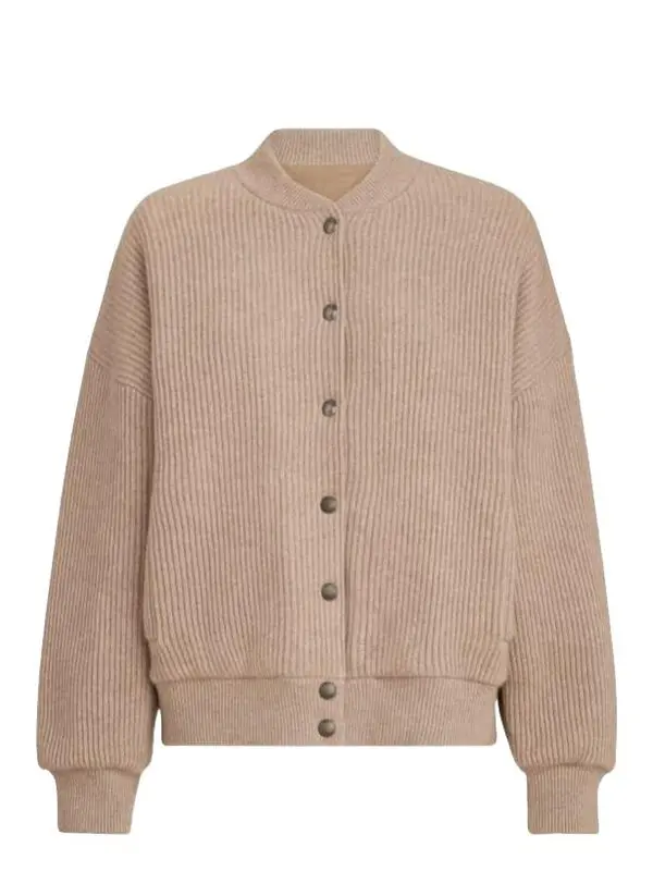 Brunello Cucinelli Cashmere Rib-knit Bomber Jacket - Nude