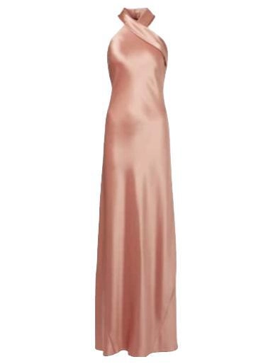 Galvan Pandora Satin Halterneck Gown - Pink