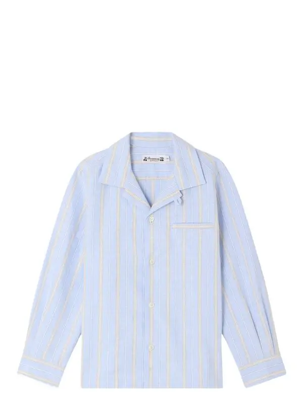 Bonpoint Mael Organic Cotton Striped Shirt - Blue