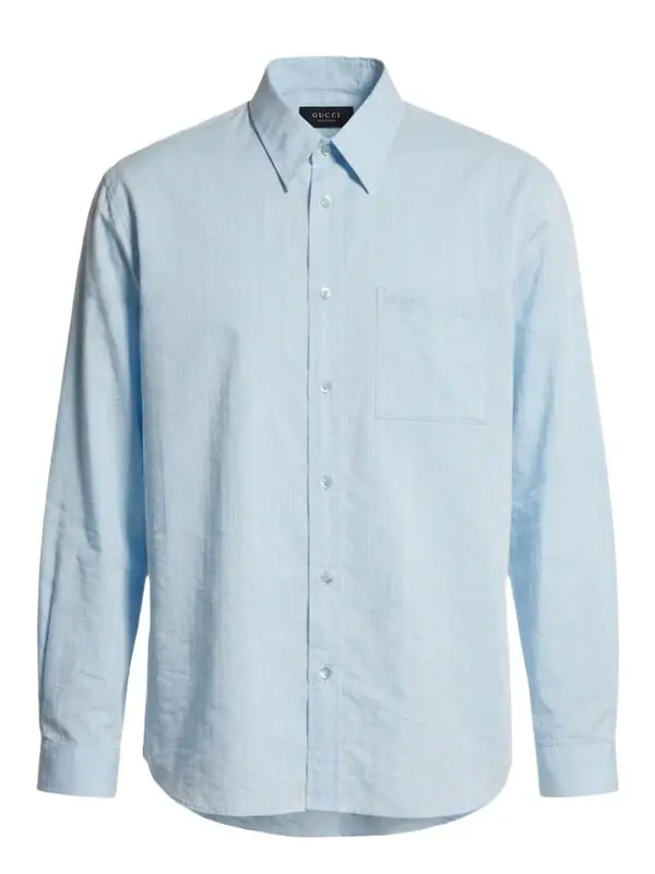 Gucci Striped Technical Cotton Shirt - Light Blue