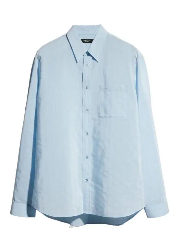 Gucci Striped Technical Cotton Shirt - Light Blue