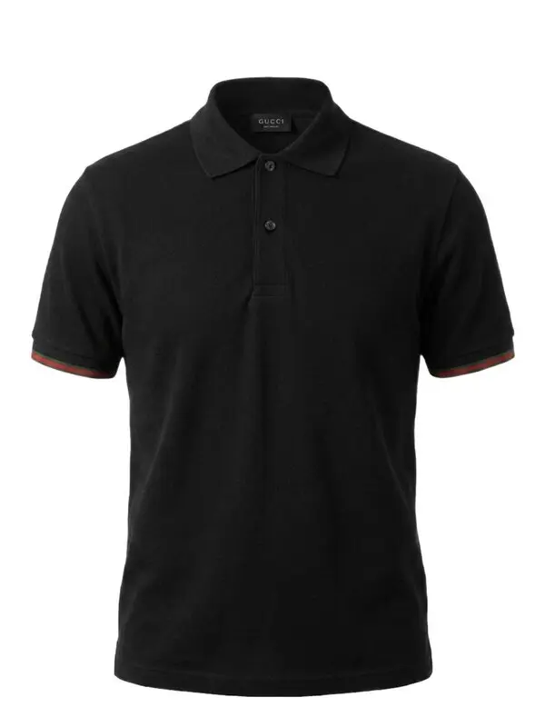Gucci Silk Jersey Polo Shirt With Web - Black