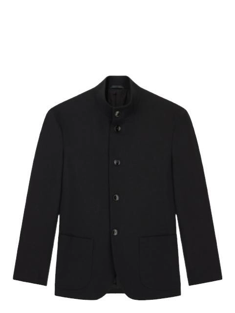Giorgio Armani Blazer One Shot Regular Fit In Pure Virgin Wool Crepe - Black