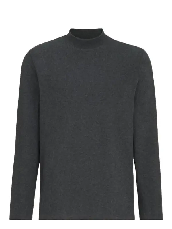 Brunello Cucinelli Long-sleeve Mock-neck T-shirt - Anthracite
