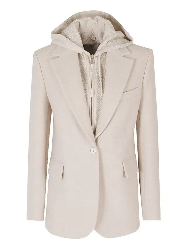 Eleventy Single-breasted Suit Jacket With Hooded Detail - Sabbia