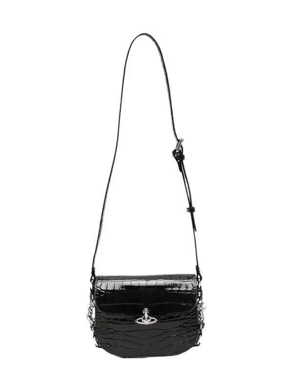 VIVIENNE WESTWOOD Hunter Flap Croc-embossed Mini Crossbody Bag - Black