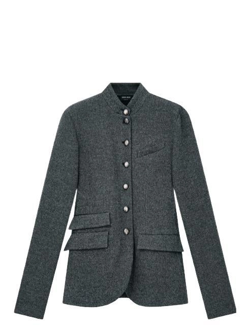 Giorgio Armani Slim-fit Blazer In Herringbone Effect Jersey - Grey