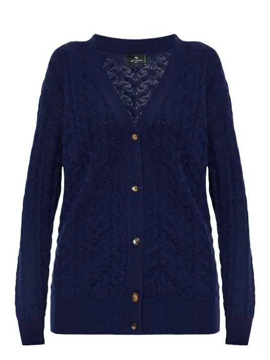 Etro Long Sleeve V-neck Knit Top - Black
