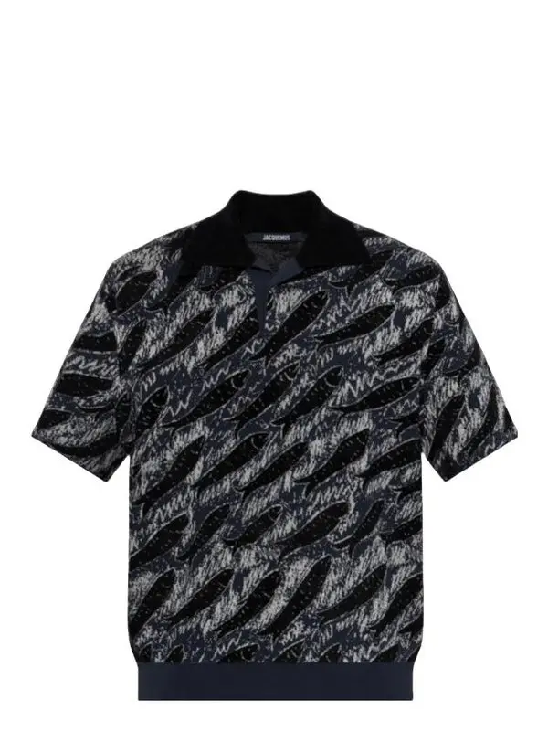 Jacquemus Fish-print Polo Shirt - Black