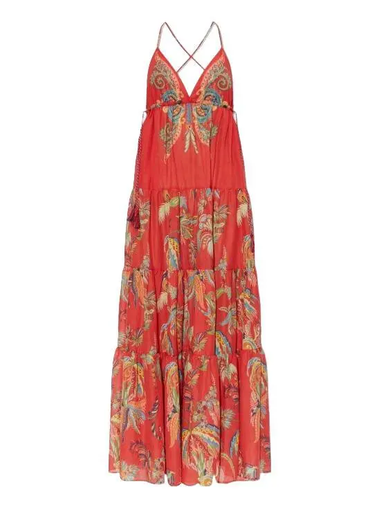 Etro Printed Cami Maxi Dress - Red