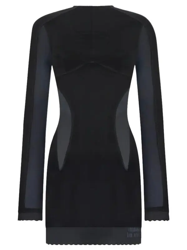 Attico Mini Dress With Round Neck And Long Sleeves - Black