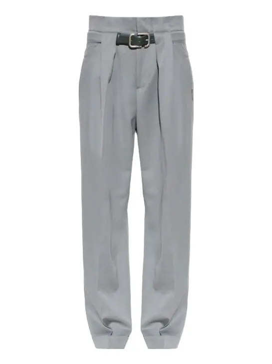 Attico Pleated Trousers With Belted Waist - Grey