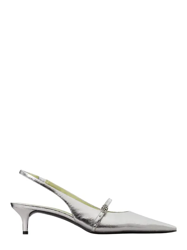 Tory Burch Double T Metallic Pointed Toe Pumps - White