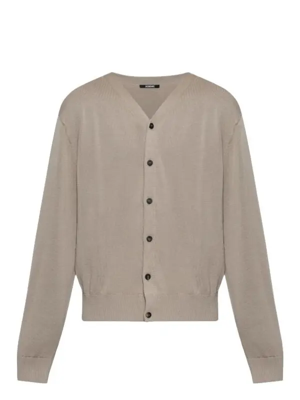 Jacquemus V-neck Long-sleeved Knit Top - Grey